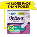 Equate Options Women's Incontinence Pads, Light Absorbency, Regular ...