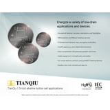 Tianqiu LR43 AG12 386A LR43H 1.5V Alkaline Coin Cell Batteries (10 ...