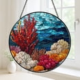 Marine Coral Reef Scene Stained Glass Window Hanging, Ocean Inspired ...