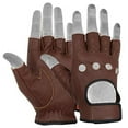 Mens Driving Gloves Basic Soft Goat Leather Fingerless Breathable Biker ...