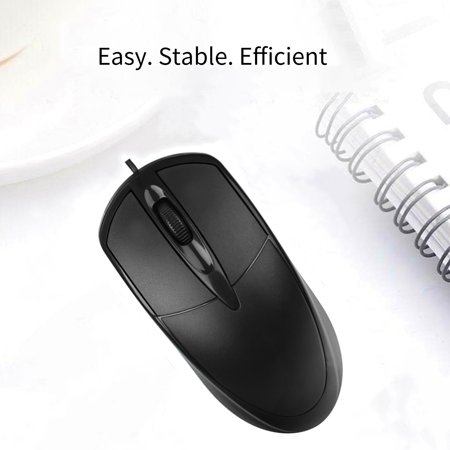 USB Wired Mouse 1000dpi Desktop Mice 3 Keys Corded Black Mouse Black ...