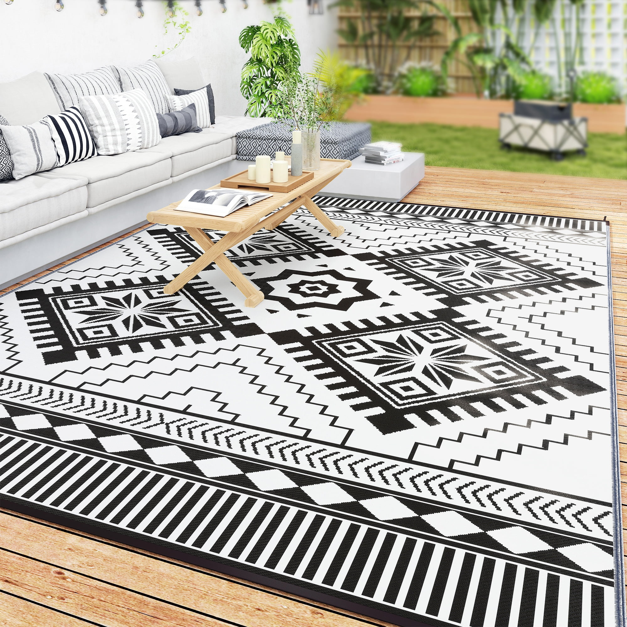 Click here for Outsunny 9 X 12 Reversible Outdoor Rug  Toothed Rh... prices
