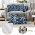 Blue Patchwork Outdoor Throw Pillow Covers Set of 2, Blue Floral ...