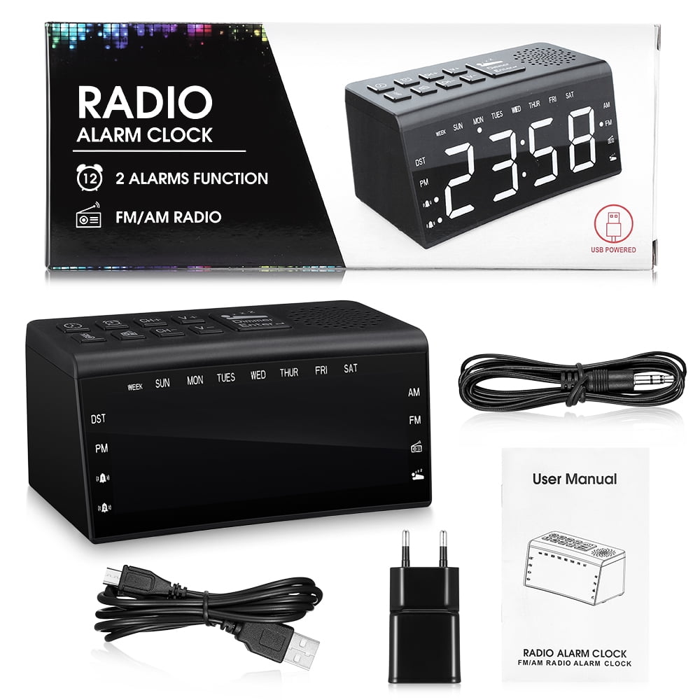 Digital Alarm Clock with FM Radio, USB Port for Charging, 6.5-inch LED ...