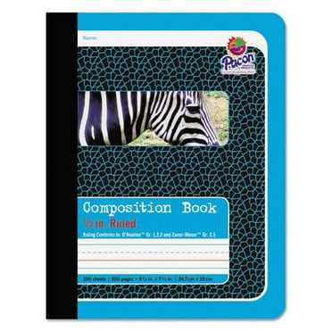 Top Flight Sewn Composition Book Black and White Marble Wide Rule 100 ...
