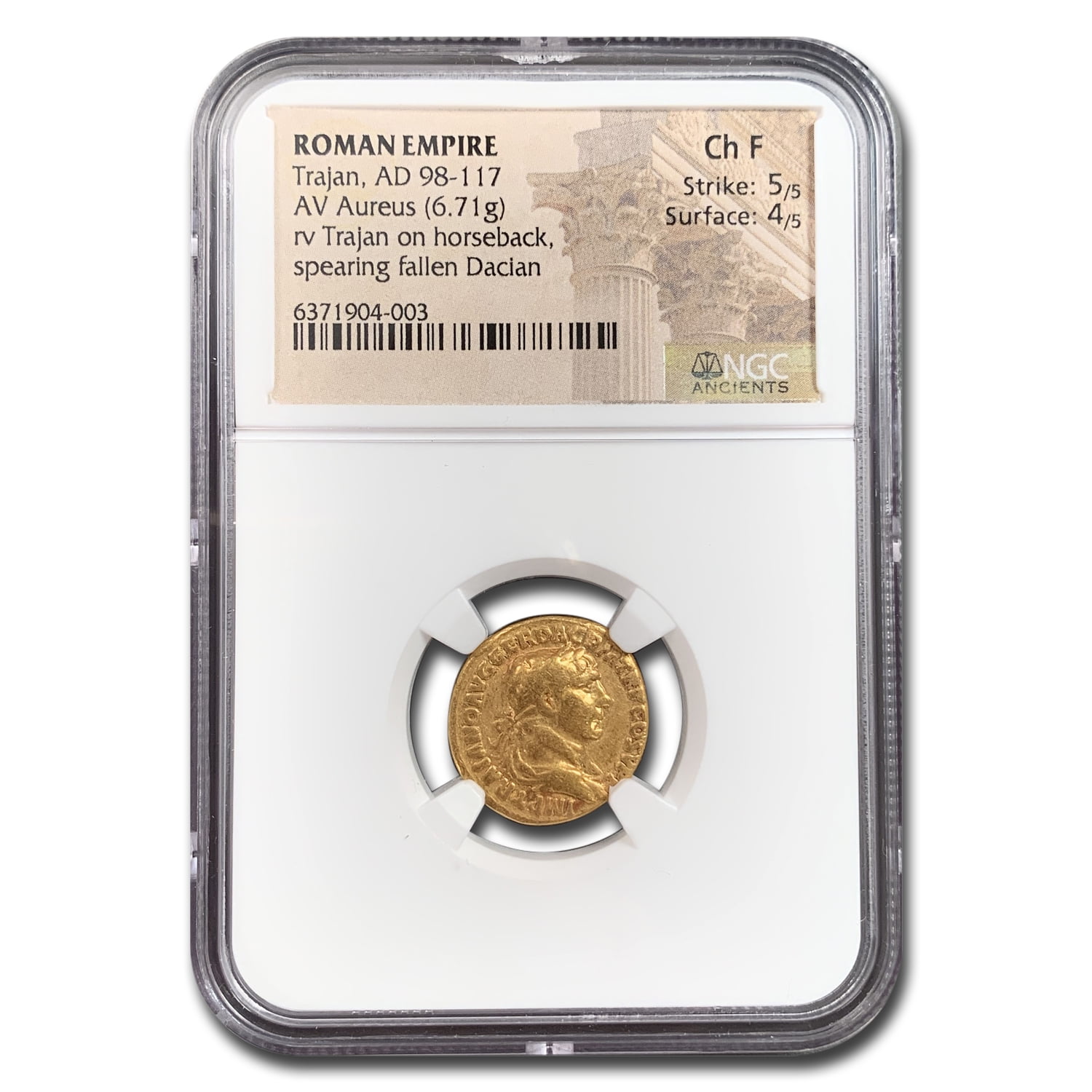 Roman Empire AV Aureus Trajan 98-117 AD Ch Fine NGC (RIC II 209) - Walmart.com