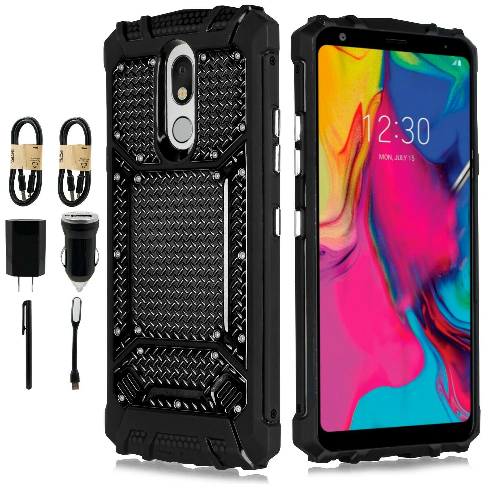 Value Pack + for LG Stylo 5 Metal Titanium Case Hybrid Phone Case ...