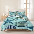 78x90in Quilt Bedding Set, Seaside Cartoon Starfish Conch Lightweight ...
