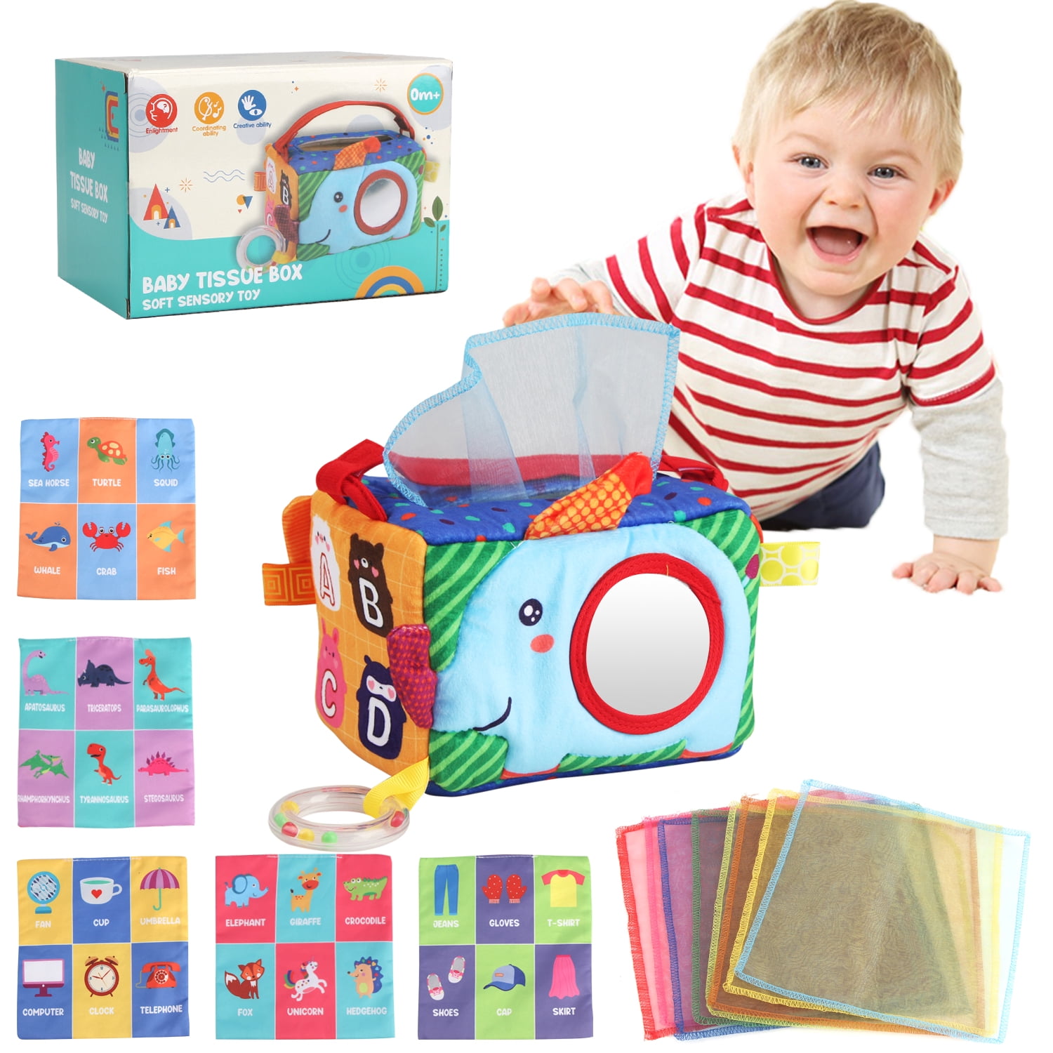 Baby Tissue Box Toy, Montessori Sensory Toys for 6-12 Months Early ...