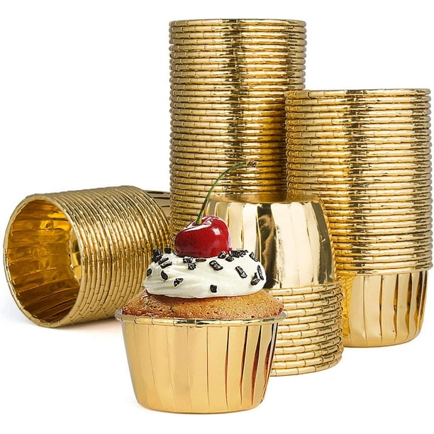Cupcake Cases, (Gold) 50 Aluminum Foil Muffin Cases for Cupcakes and ...