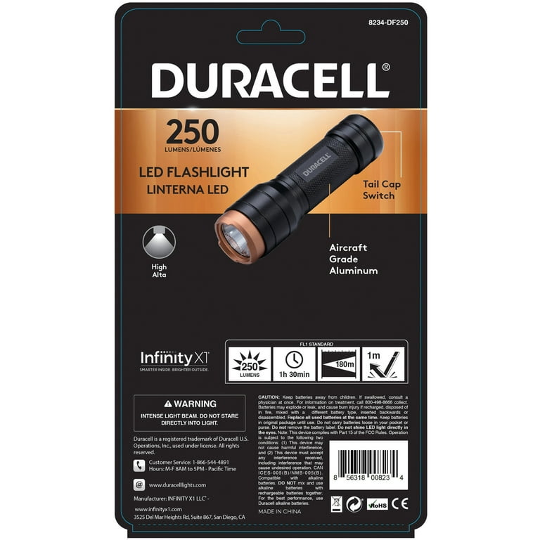 Duracell 250 Flashlight 350 Lumen Aluminum Focusing LED Flashlight