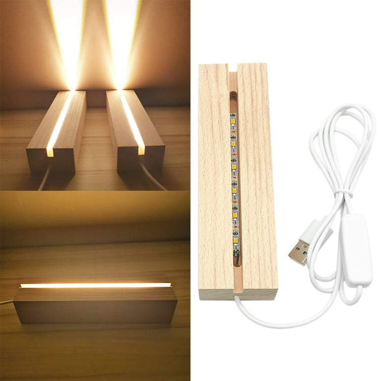 Crystal Led Light Square Wood Base