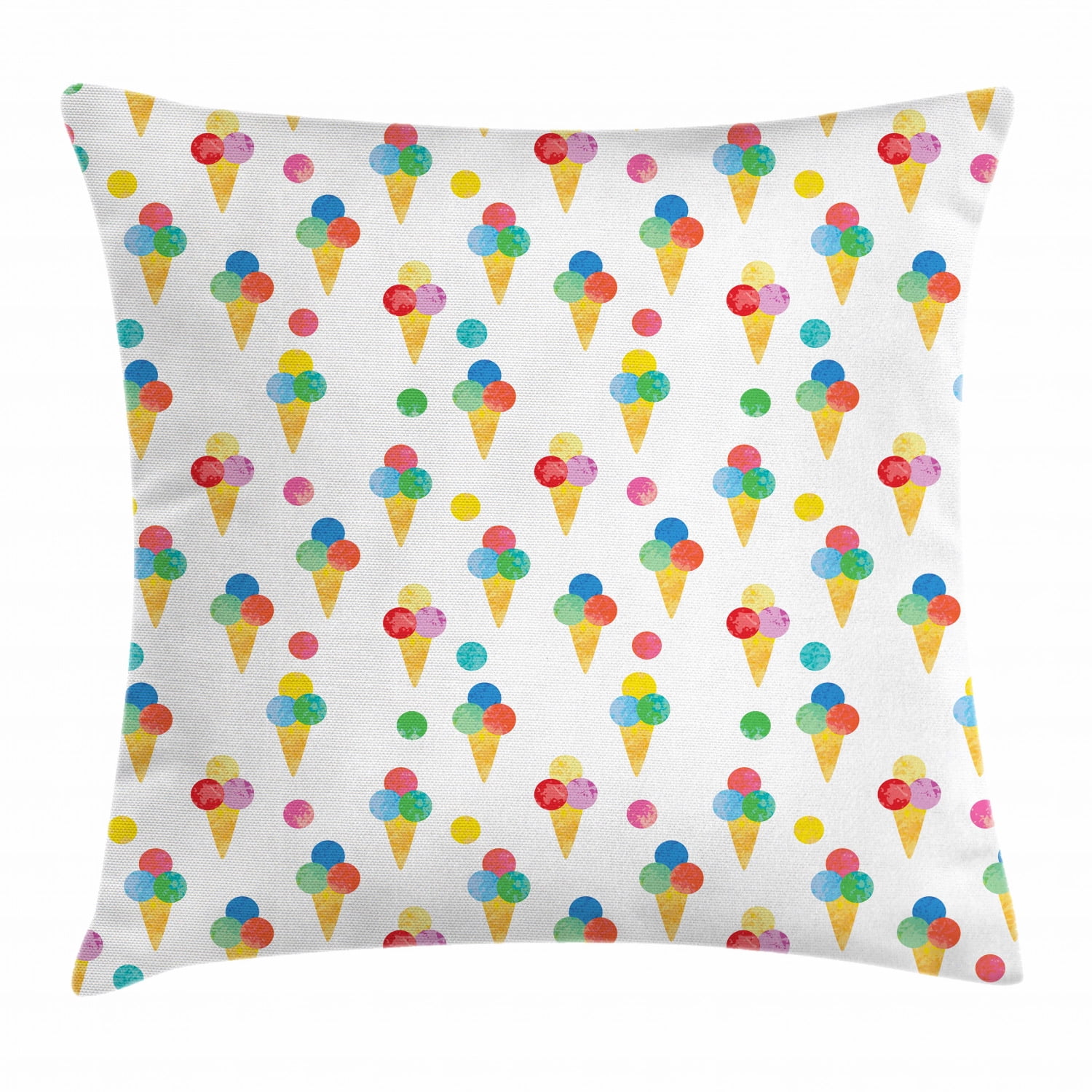 Ice Cream Throw Pillow Cushion Cover, Yummy Refreshments of Summertime ...