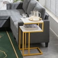 Gzxs Modern Side Table 2-Layers End Table, White Top Gold Frame ...