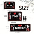 50*80cm Kitchen Mat With Cutlery & Heart Print, Black Background Red ...
