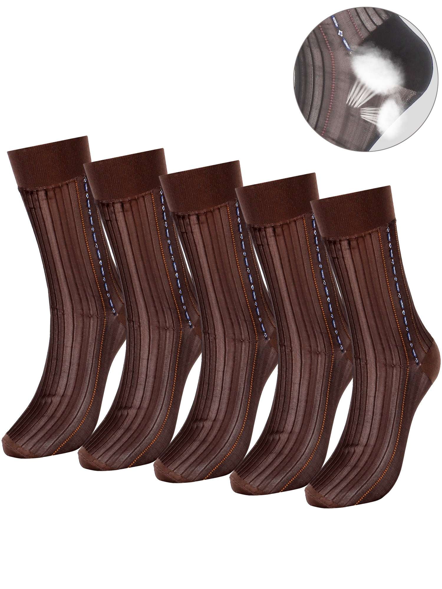Gustave 5 Pairs Mens Sheer Silk Socks Ultra-Thin Breathable Business ...