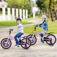 Costway 18" Kid's Bike for 4-8 with Height-Adjustable Handlebar & Saddle Handbrake Purple ...