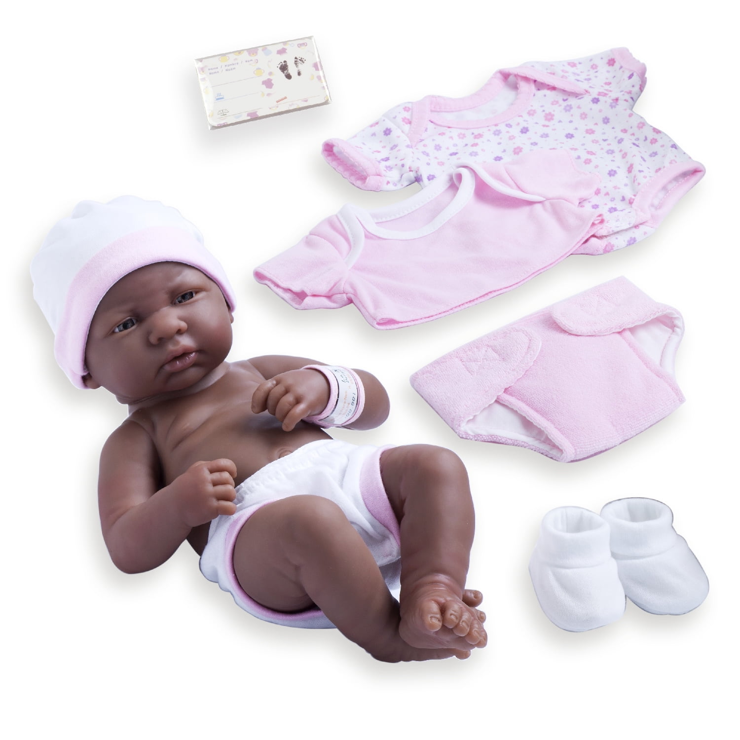 JC Toys La Newborn 14" All-Vinyl Baby Doll and Deluxe Pink Lafayette ...