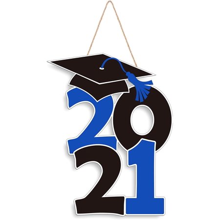 Graduation Hanging Door Sign 2021 Grad Cap Wooden Welcome Sign Blue ...