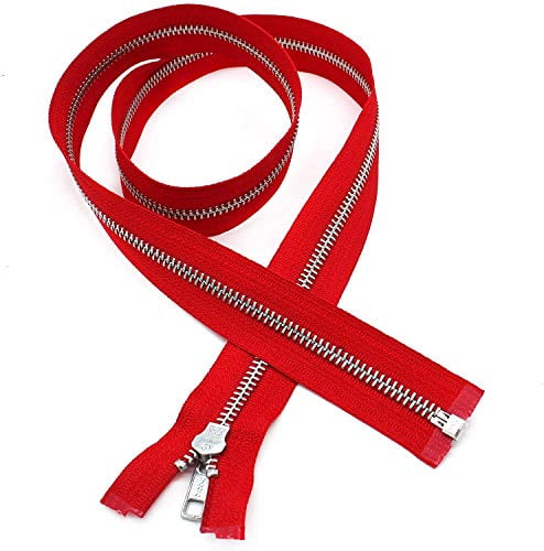 #5 Aluminum Medium Weight Hot Red Metal Separating YKK Jacket Zipper ...