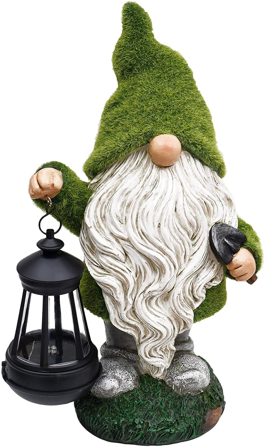 Flocked Garden Gnome Decorations with Solar Lights, Large Garden Statue ...