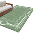 Area Rug 3x5ft Green Linen Border Floor Carpets Indoor Floor Area Mat ...