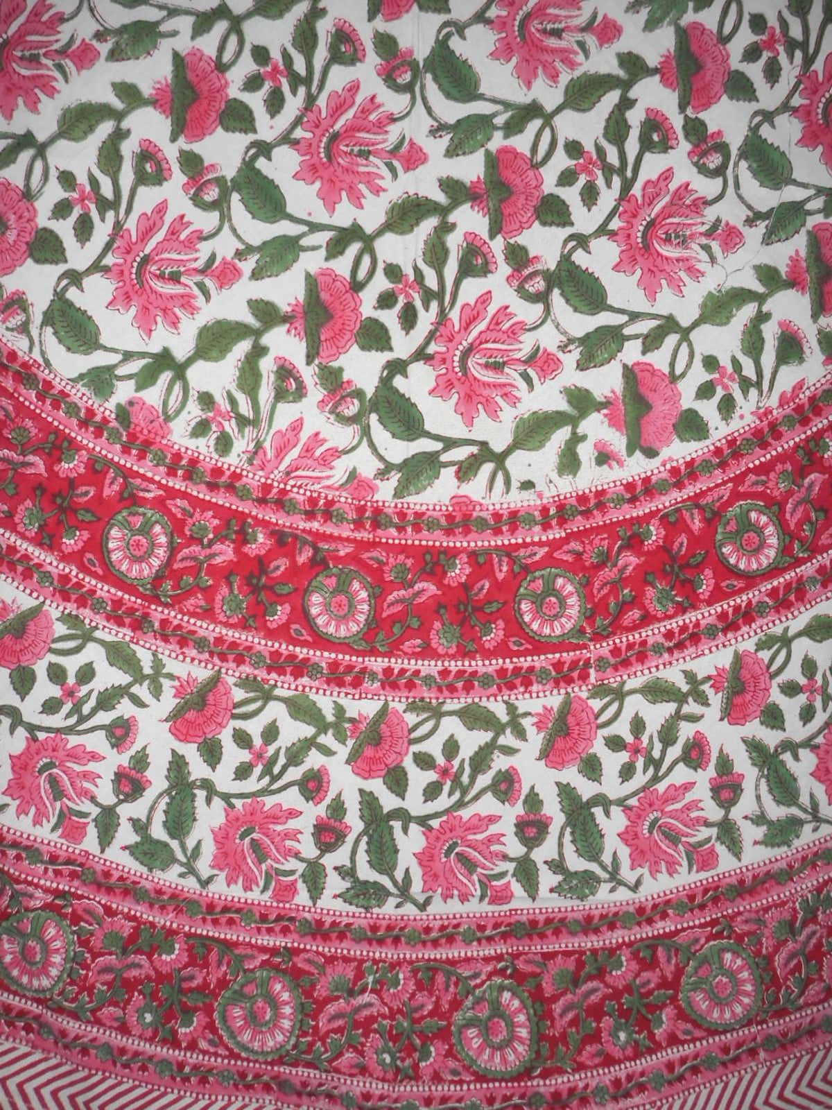 Pretty in Pink Block Print Round Cotton Tablecloth 68" Pink - Walmart.com