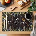 Colorful Leaf Cotton Linen Placemats Set of 8, Welcome Wooden Board ...