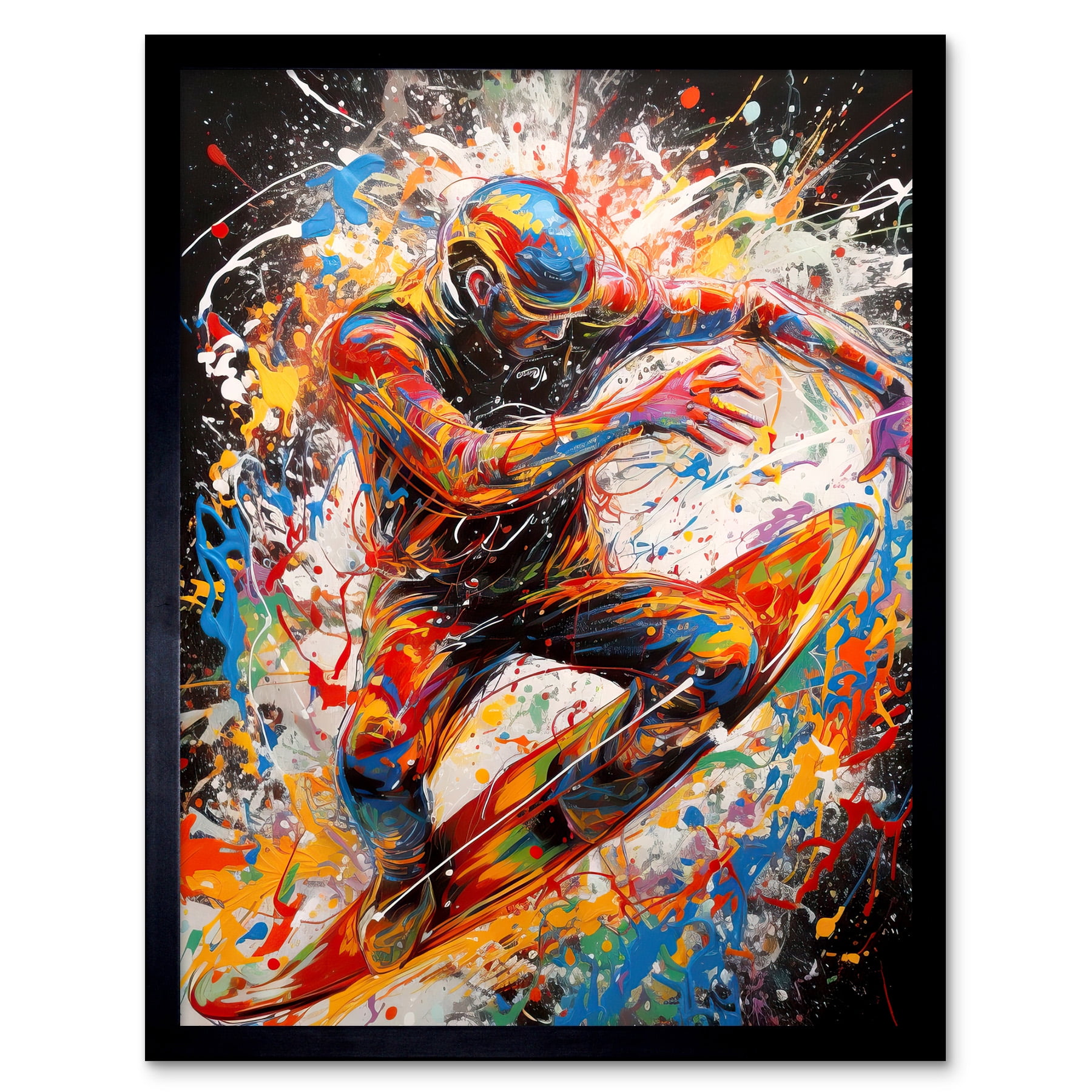 Extreme Sports Athlete Splatter Paint Portrait Art Print Framed Poster ...