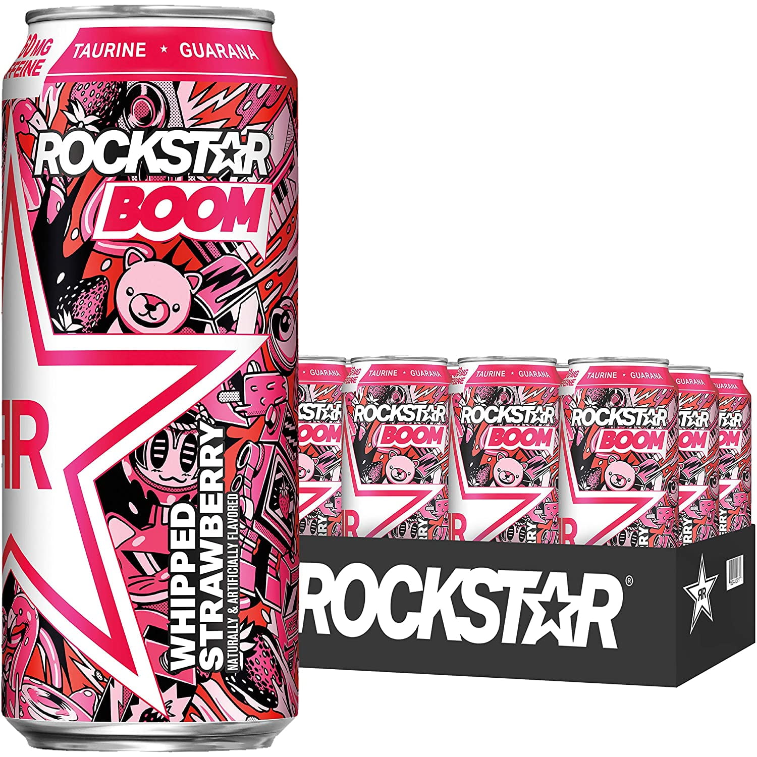 Rockstar, Boom Energy Drink with Caffeine and Taurine 16oz Cans Pack ...