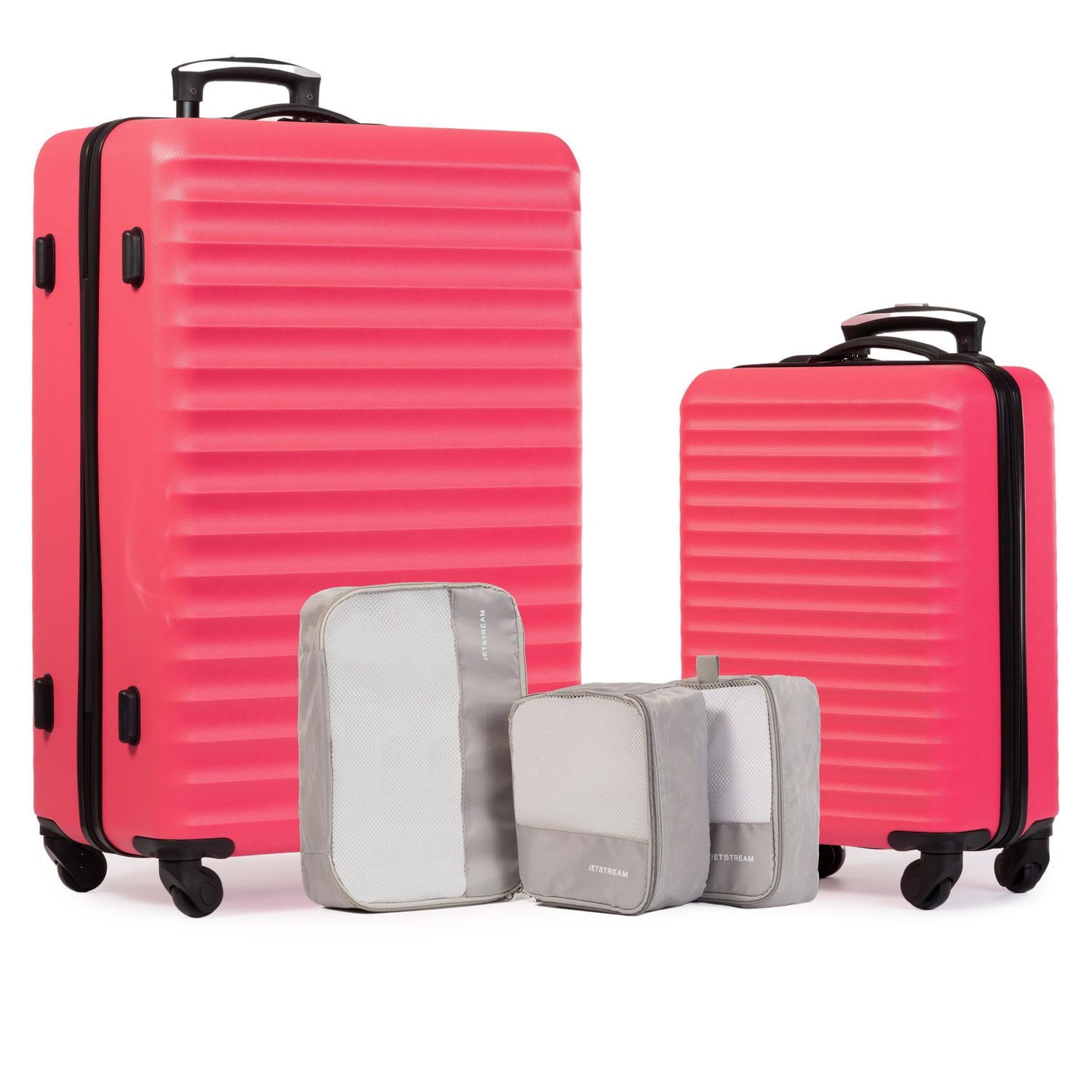 Jetstream 5-Piece Hardside Luggage Set - 28 Large Checked Suitcase  20 Carry-On Luggage  And 3 Packing Cubes 5pc