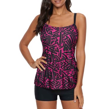 Women Padded Bikini Boyshorts Push-up Tankini Swimsuit Swimwear Plus ...