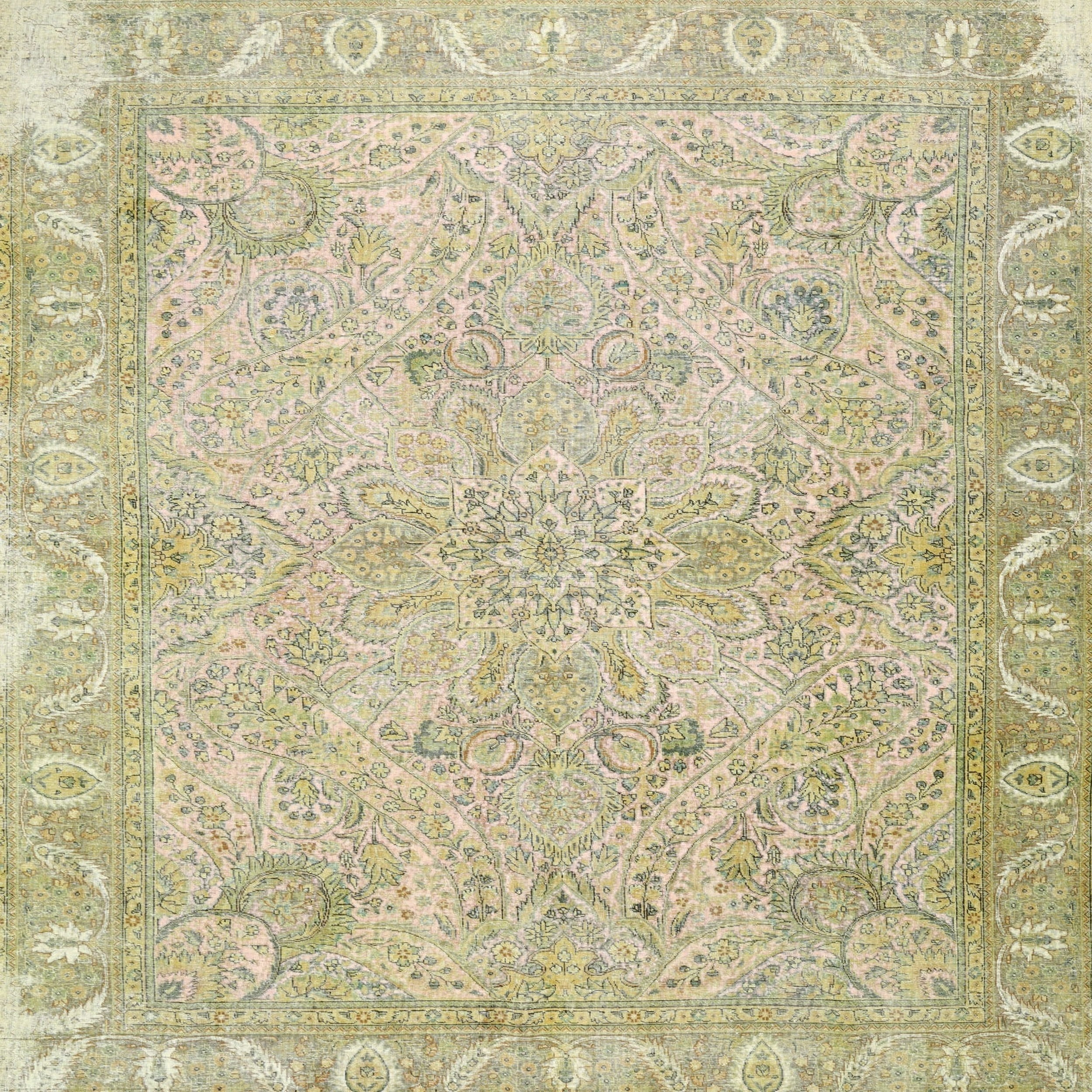 Ahgly Company Indoor Square Traditional Copper Green Oriental Area Rugs ...