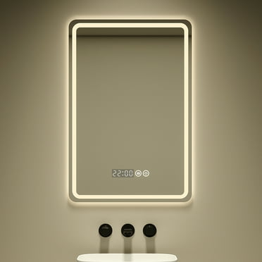 LED Smart Bathroom Mirror with Clock & Temp., Magnifying, Sizes 20x28 ...