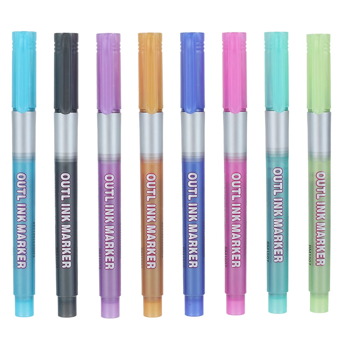 Toorise 8 Colors Metallic Marker with 2-color Effect Outline Marker DIY ...