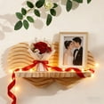 Boho Wooden Wall Shelf, Heart Shape Floating Display Rack – Sturdy Wood ...