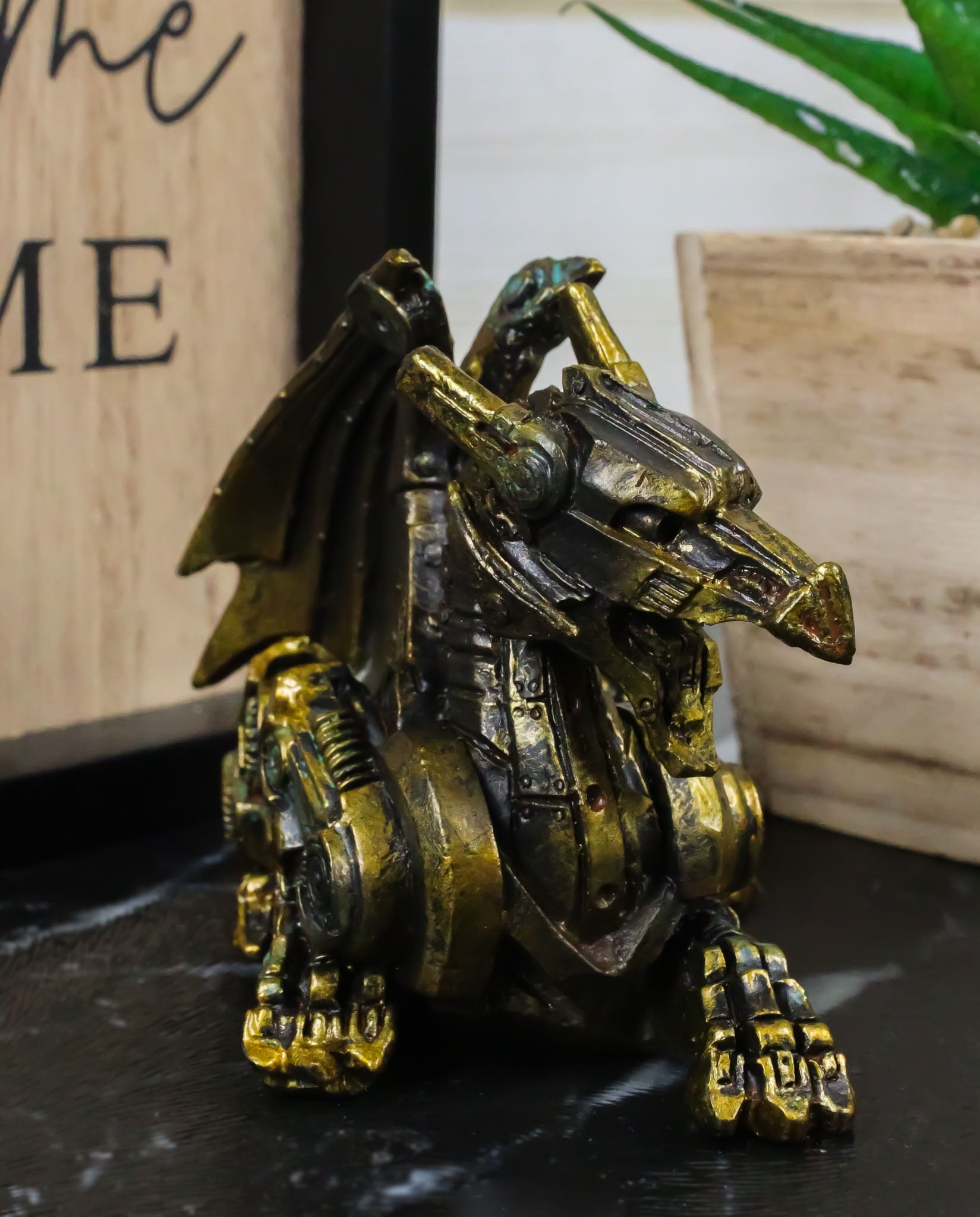 Buy Geared Steampunk Dragon Figurine Cyber Robot Flying Machine ...