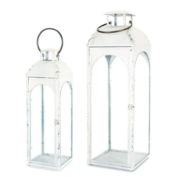 Melrose International Large, Medium, Small Metal/Glass Candle Lanterns ...