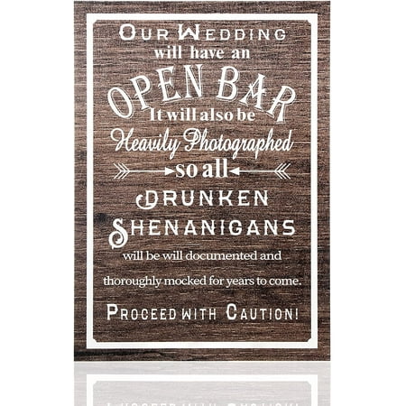 Open Bar Wedding Sign Wedding Party Sign Funny Wood Bar Sign for Your ...