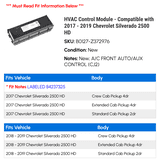 HVAC Control Module - Compatible with 2017 - 2019 Chevy Silverado 2500 ...