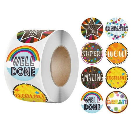 (500pcs/Roll ) Praise Stickers Roll in 8 Designs, Reward Positive ...