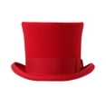 Ferrecci Satin Lined Red Wool Top Hat with Grosgrain Ribbon and ...