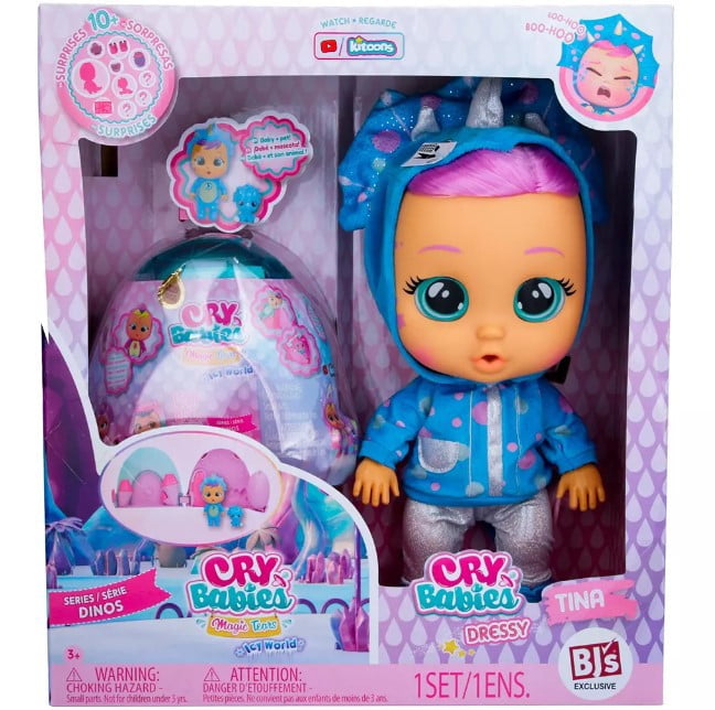 Cry Babies Dressy Tina Playset (with Magic Tears Icy World Dino ...