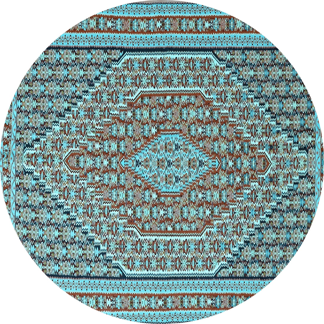 Ahgly Company Indoor Round Southwestern Light Blue Country Area Rugs, 5 ...
