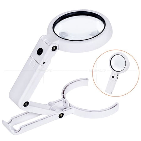 JOYWEI Handheld Standing Lighted Magnifier Table Magnifier with Folding ...