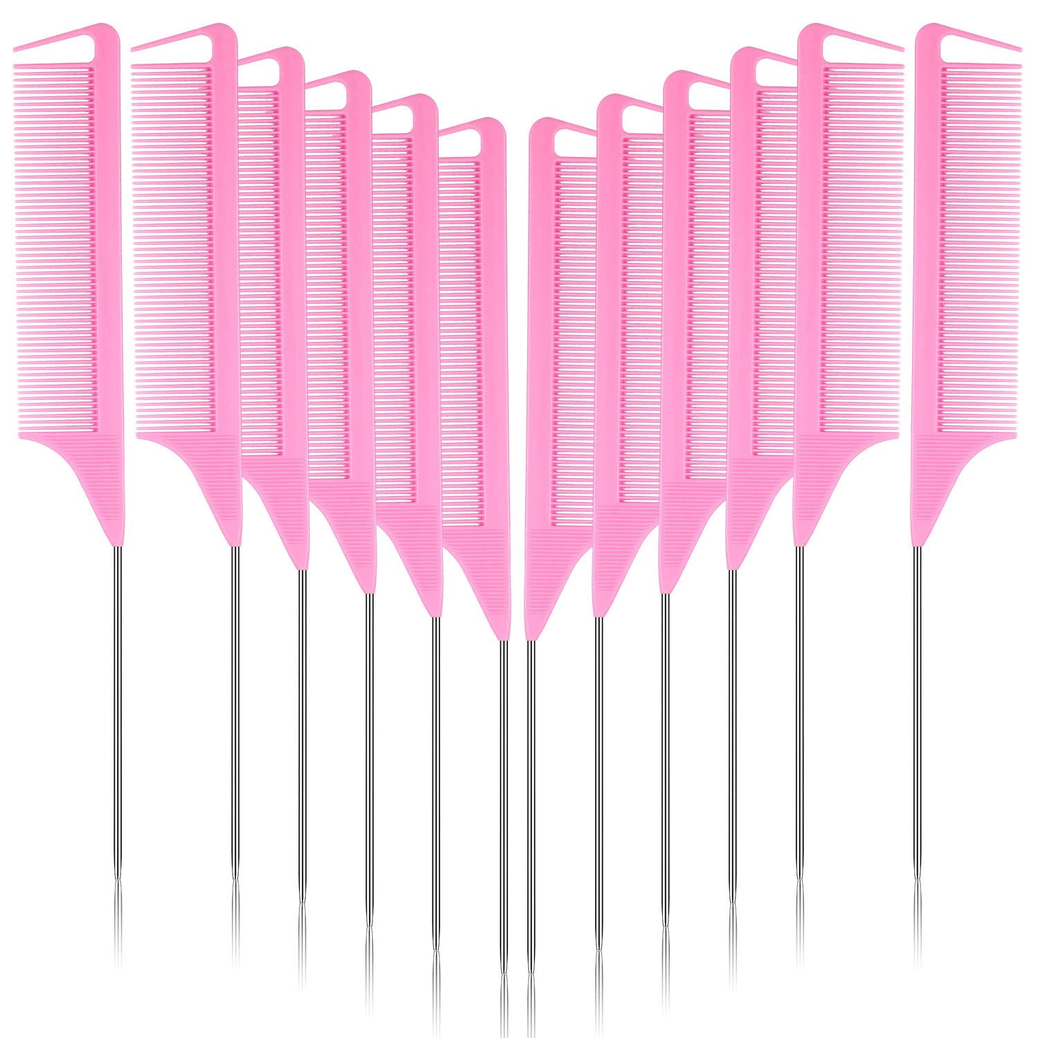 12 Pieces Parting Comb for Braids, Rat Tail Comb Pintail Comb Teasing ...