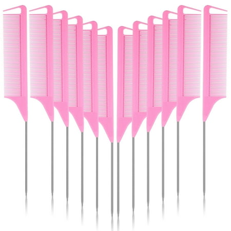 12 Pieces Parting Comb for Braids, Rat Tail Comb Pintail Comb Teasing ...