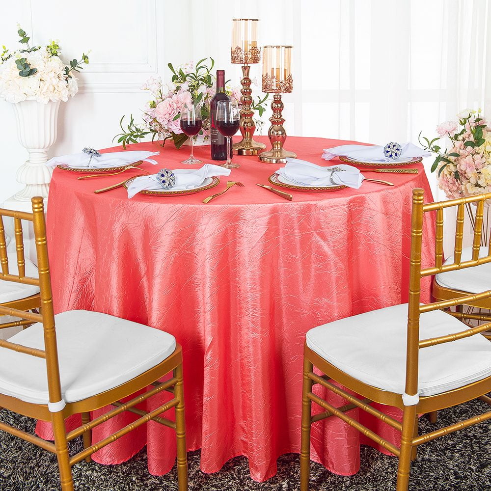 Wedding Linens Inc. 132" Round Crushed Taffeta Tablecloth Crinkle ...