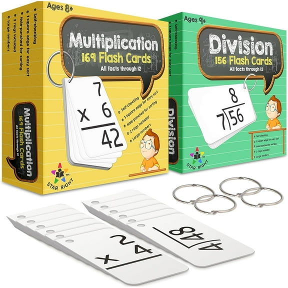 Star Right Kids Math Flash Cards Pack - Addition, Subtraction, Division ...