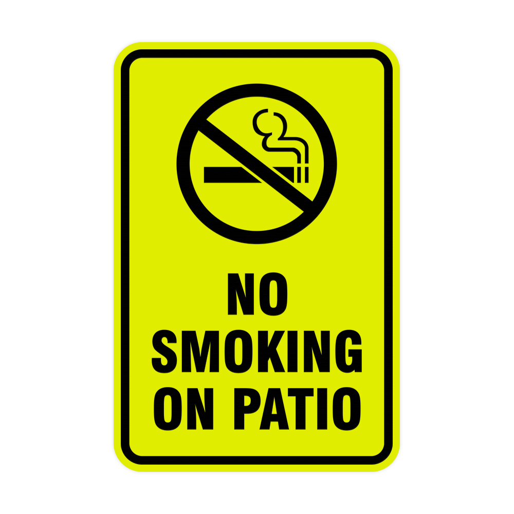 Portrait Round No Smoking On Patio Sign (Yellow / Black) - Small 4" x 6 ...